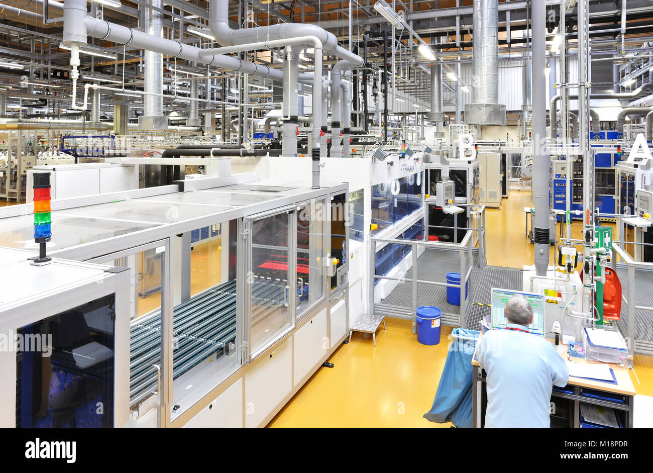 high tech factory - production of solar cells - machinery and interiors ...