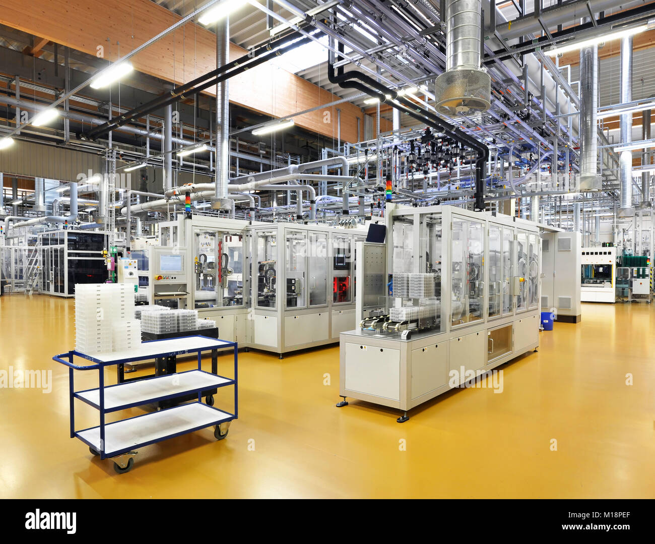 high tech factory - production of solar cells - machinery and interiors ...