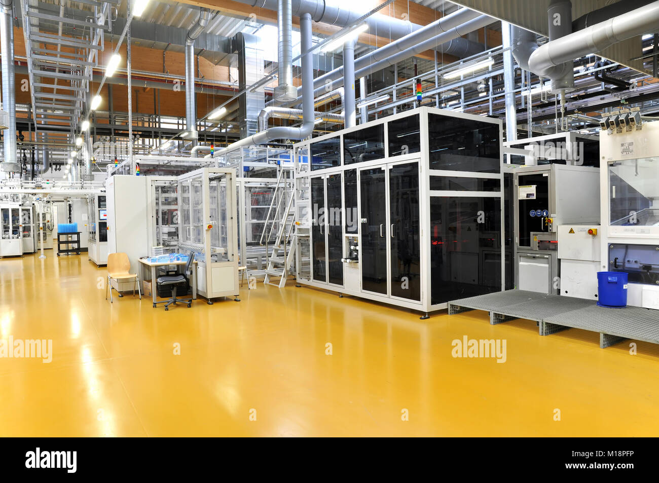high tech factory - production of solar cells - machinery and interiors ...