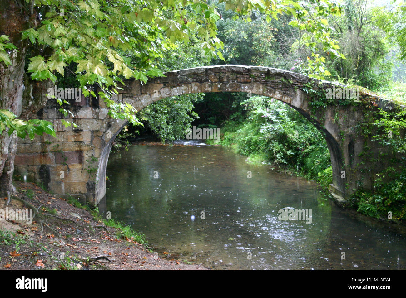 Old stone bridge over water in Pays Basque, France Stock Photo - Alamy