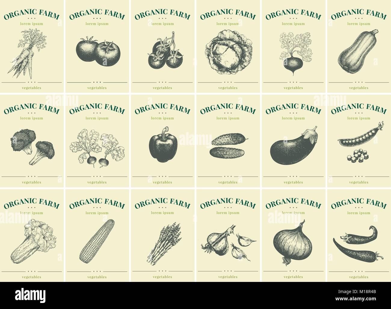 Labels with various vegetables. Set templates price tags for shops and ...