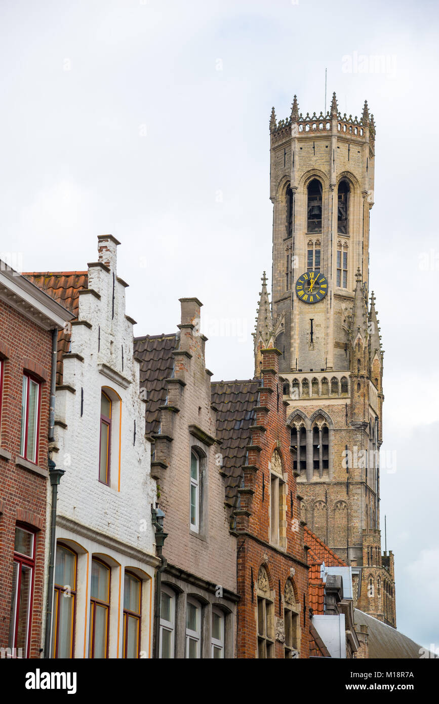 Detail of the Belfort van Bruges - Bruges Belfry in the Grote Markt in ...