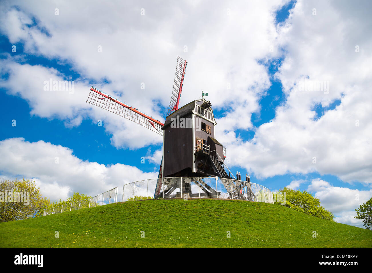 Windmill in Bruges, Northern Europe, Belgium. Historical building ...