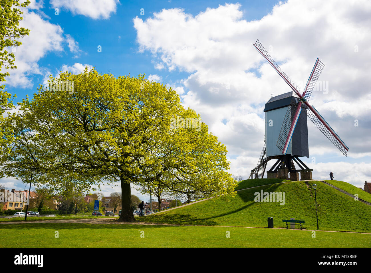 Windmill in Bruges, Northern Europe, Belgium. Historical building ...