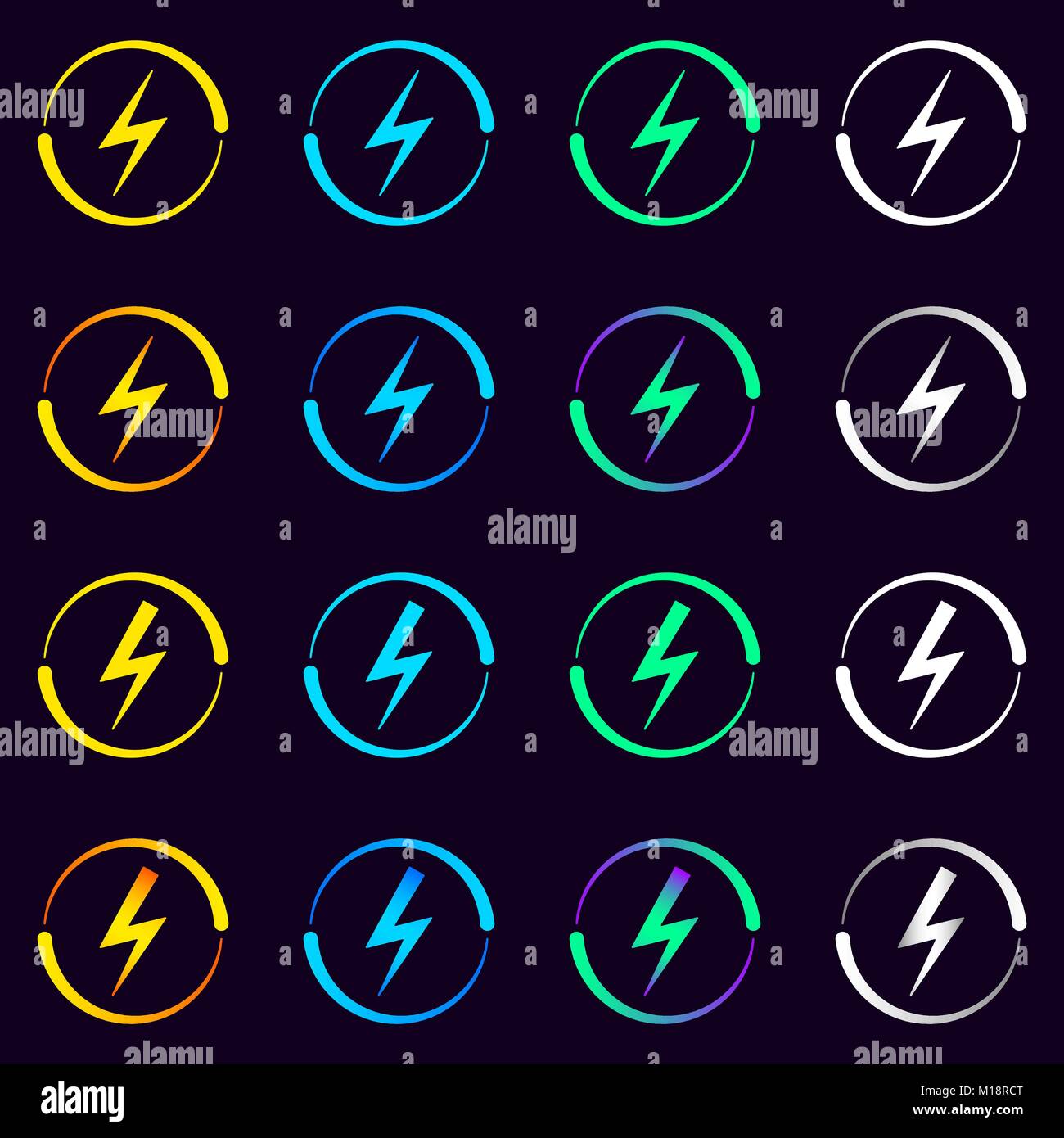 Collection of Electrical Signs. Vector Illustration of Electric Energy ...