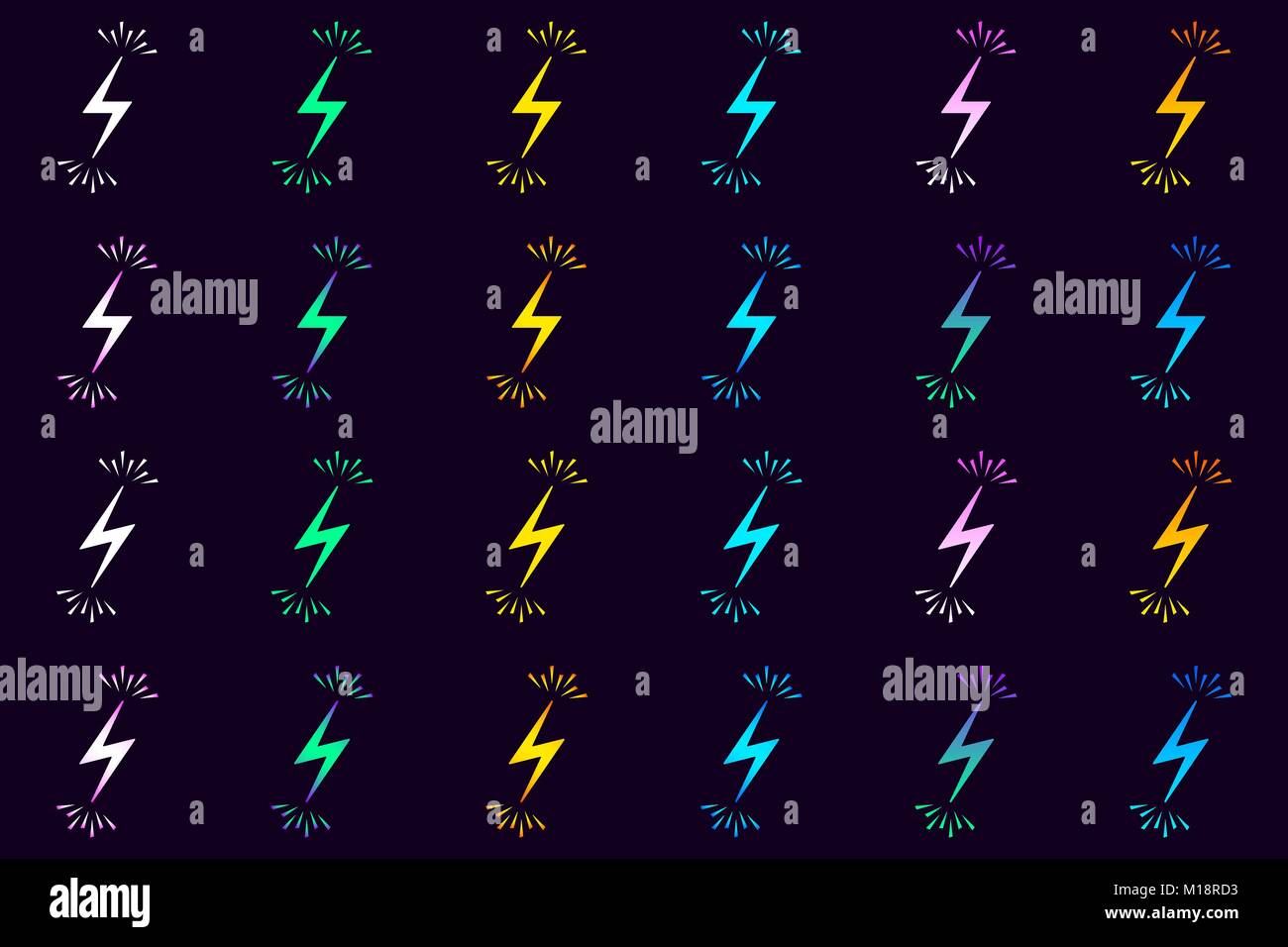 Collection of Electrical Signs with Sparks. Vector Illustration of ...