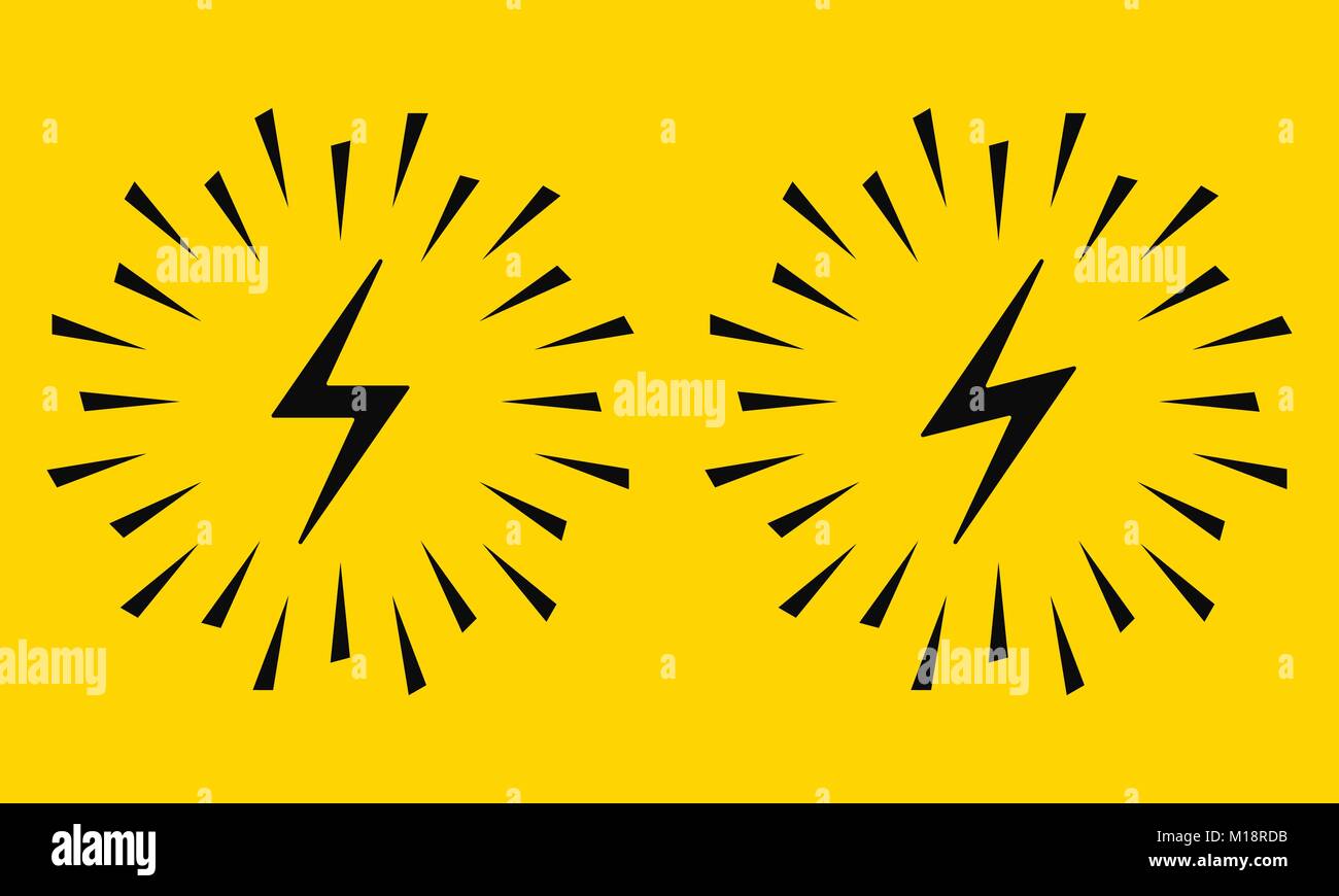 Electrical Sign with Sparks. Vector Icon of Electric Energy Symbol ...