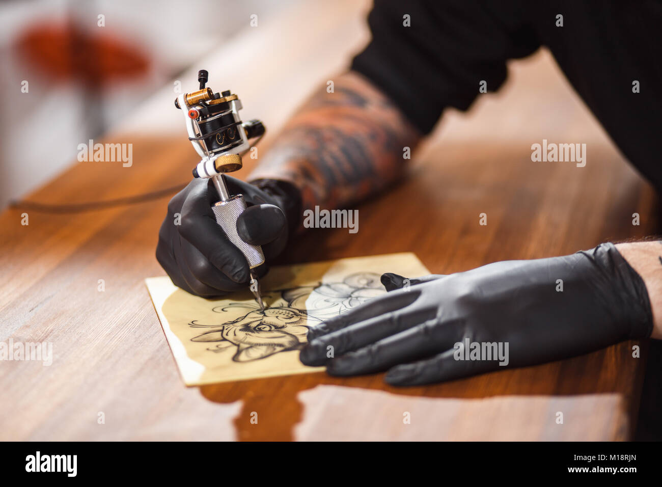 Portrait of professional creative tattoo master Stock Photo - Alamy