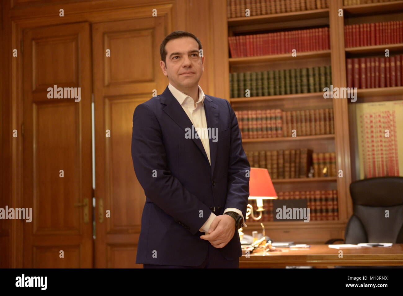 Athens, Greece. 27th Jan, 2018. Greek Prime Minister Alexis Tsipras is ...