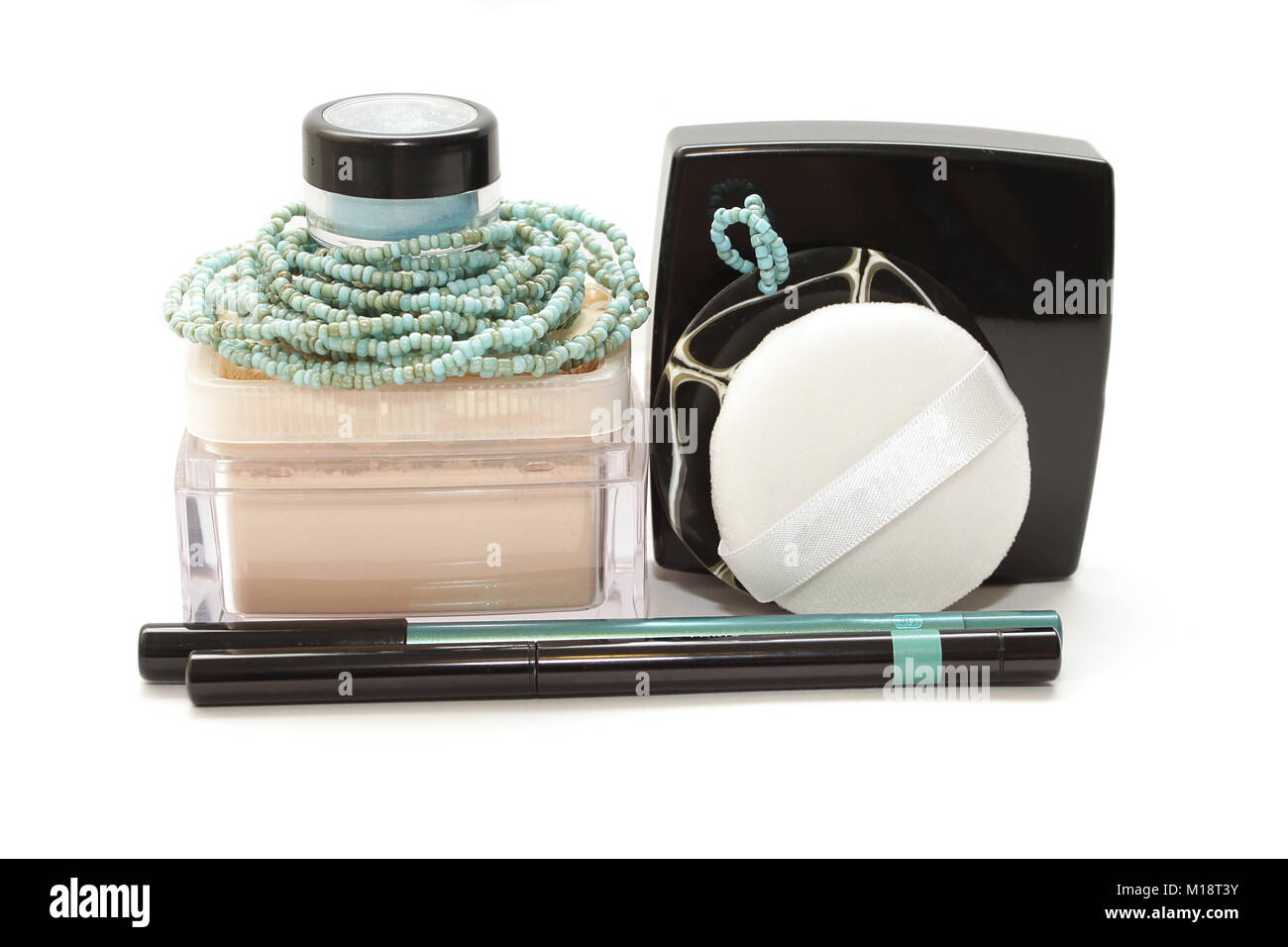 cosmetics and jewelry on a white background Stock Photo - Alamy