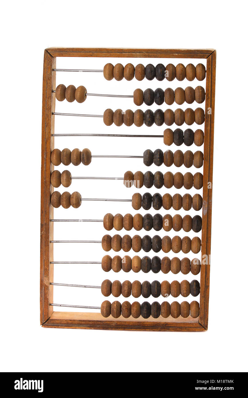 Old wooden abacus isolated on white background Stock Photo - Alamy