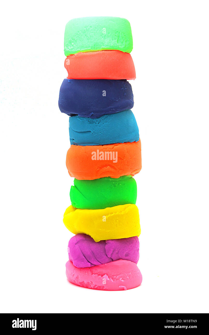 stack of colorful plasticine isolated on white Stock Photo - Alamy