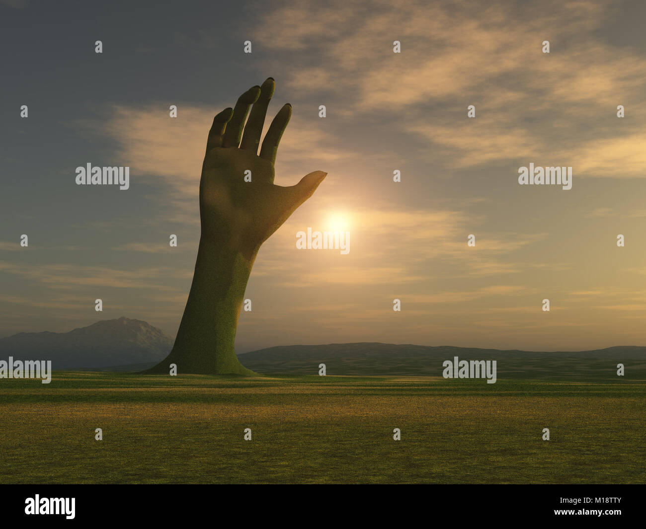Hand emerging from the earth Stock Photo - Alamy