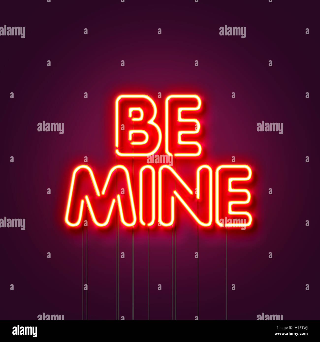 Be mine - Neon sign a purple background. Valentines background. 3D ...