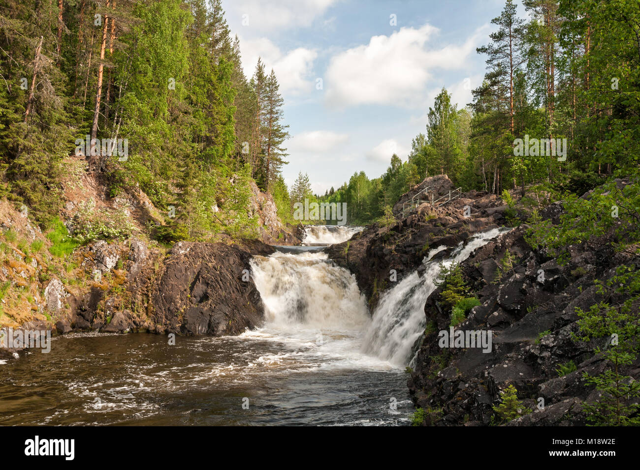 Kivach waterfall on the Suna river in early summer, Karelia, Russia Stock Photo - Alamy
