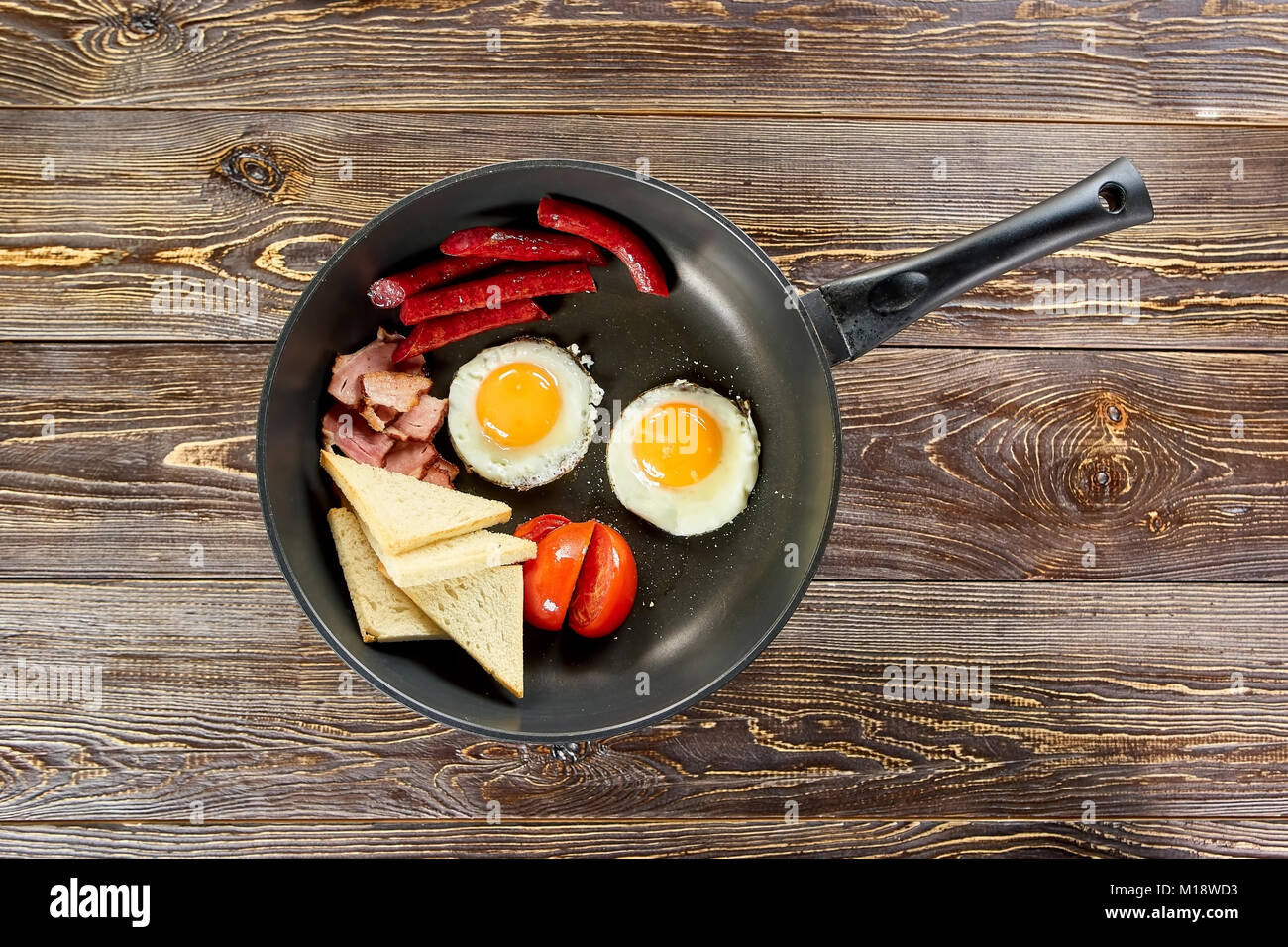 Pan with food, top view Stock Photo - Alamy