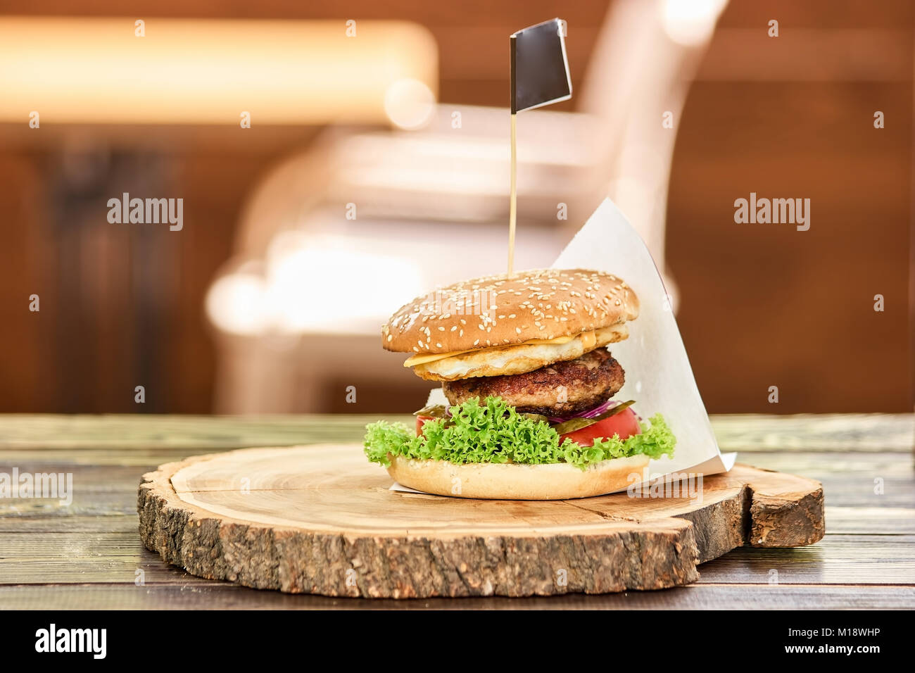 Large cheeseburger with flag Stock Photo - Alamy