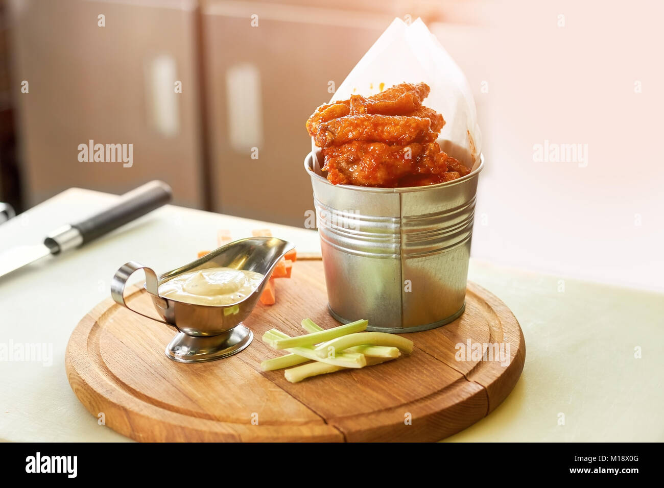 Walloon chicken wings and side dish Stock Photo - Alamy