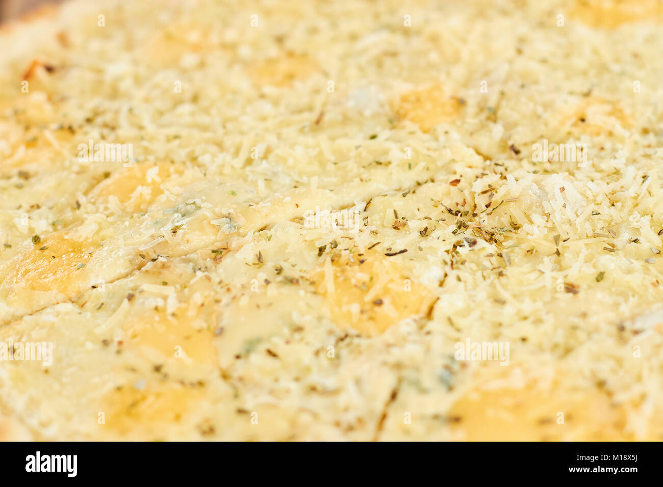 Cheese pizza filling close up Stock Photo - Alamy