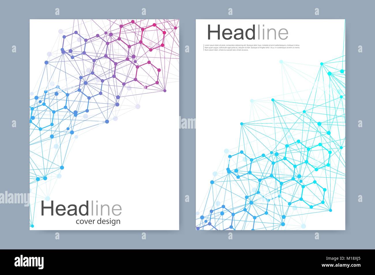 Scientific brochure design template. Vector flyer layout, Molecular ...