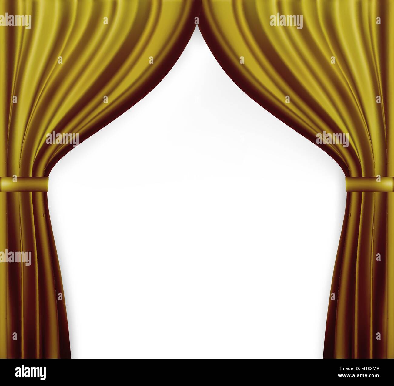 Naturalistic image of Curtain, open curtains red color. Vector ...