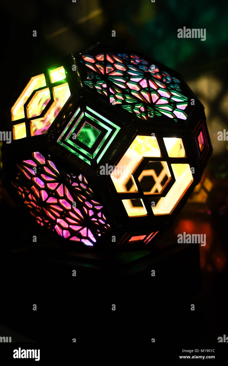 LONDON, UK-22 JAN 2018: Tron Lamp by Amber Lights is on public display ...