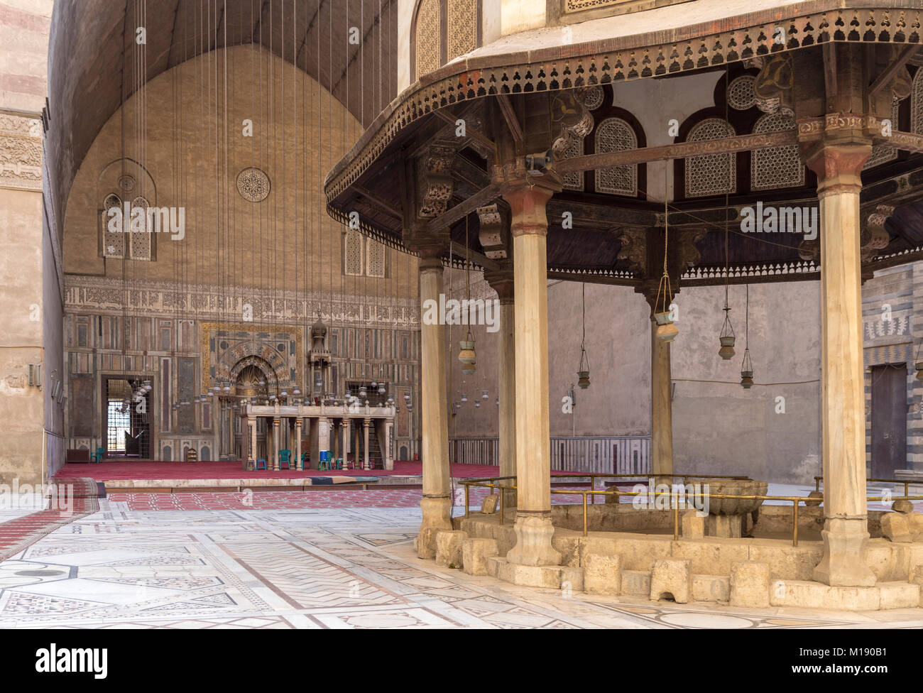 Fountain & Iwan, Mosque and Madrassa of Sultan Hassan, Cairo, Egypt ...