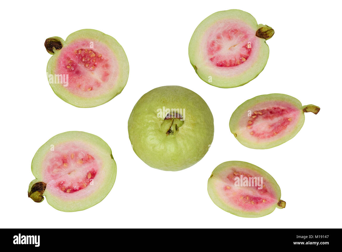 Set of guava fruit isolated on a white background with clipping path ...