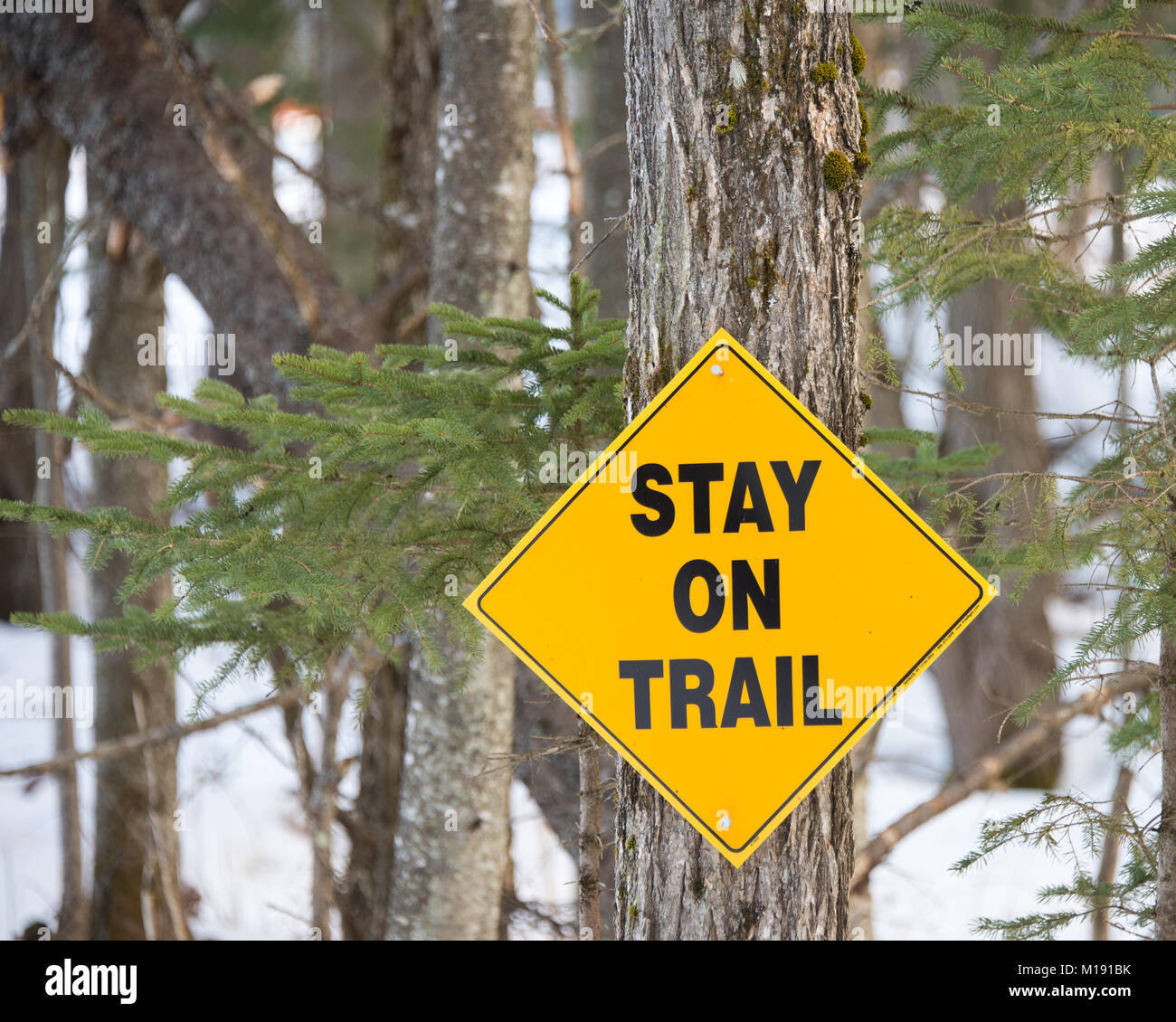 Warning sign on trail hi-res stock photography and images - Alamy
