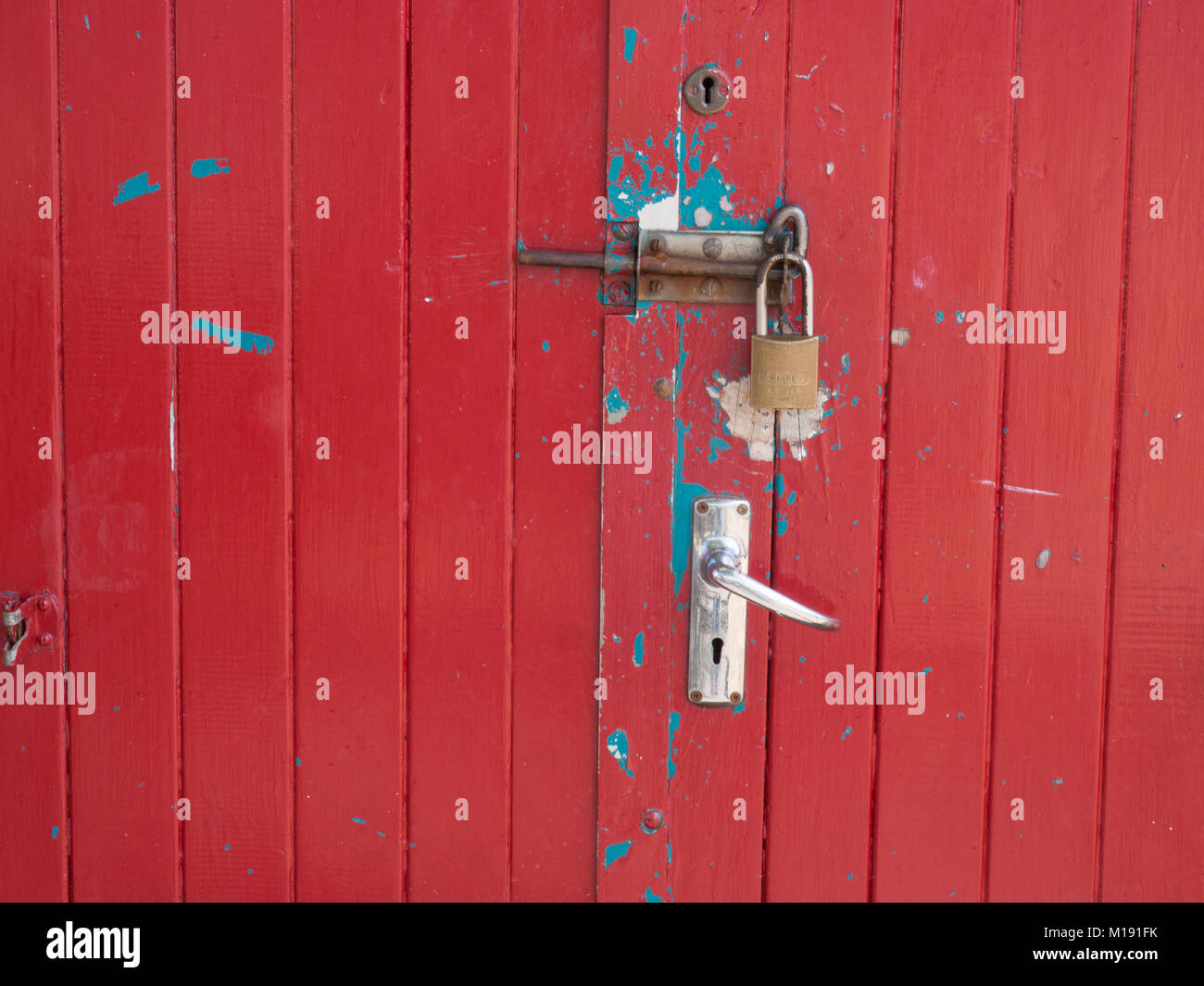 Locked Red Door Stock Photo - Alamy