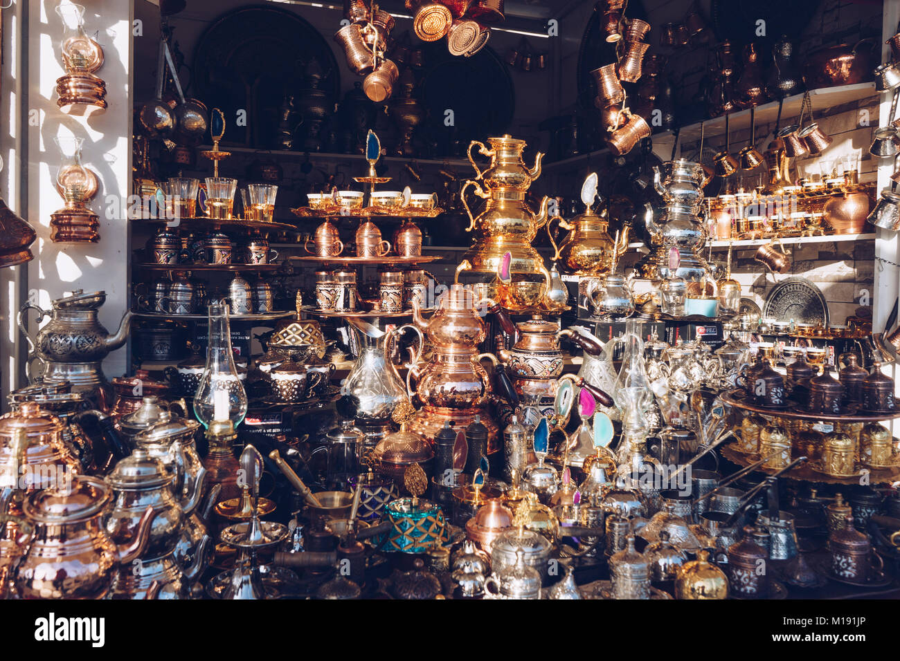 Traditional tea and coffee sets or teapots in Istanbul - Turkey Stock ...