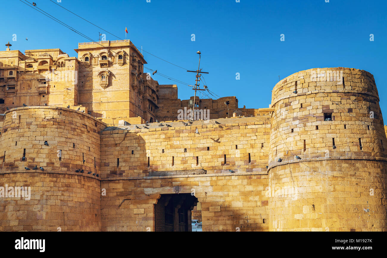 Jaisalmer Fort is also known as the Golden Fort made of yellow limestone. A UNESCO World ...