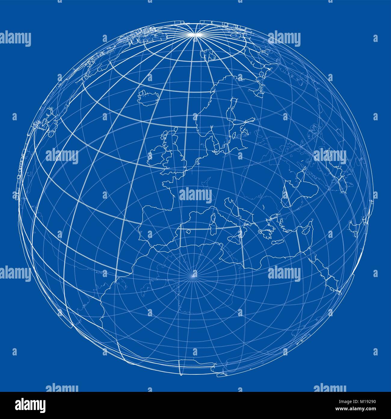 Globe contour. Vector rendering of 3d Stock Vector Image & Art - Alamy
