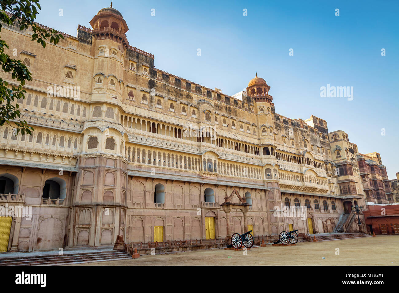 Junagarh Fort at Bikaner Rajasthan with white marble architecture. A ...