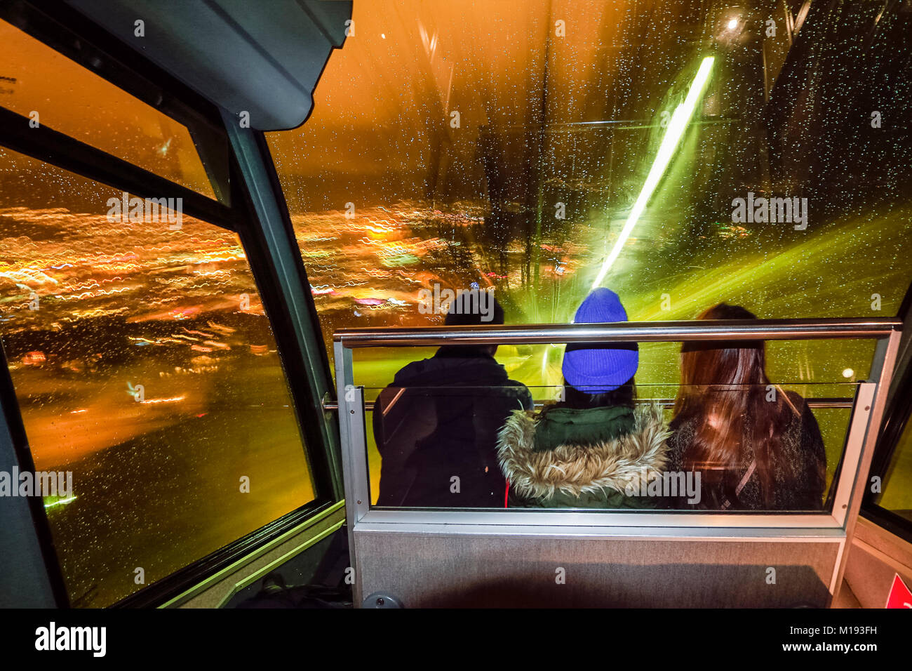 View from carriage of Mount Floyen funicular railway (Floibanen), a ...