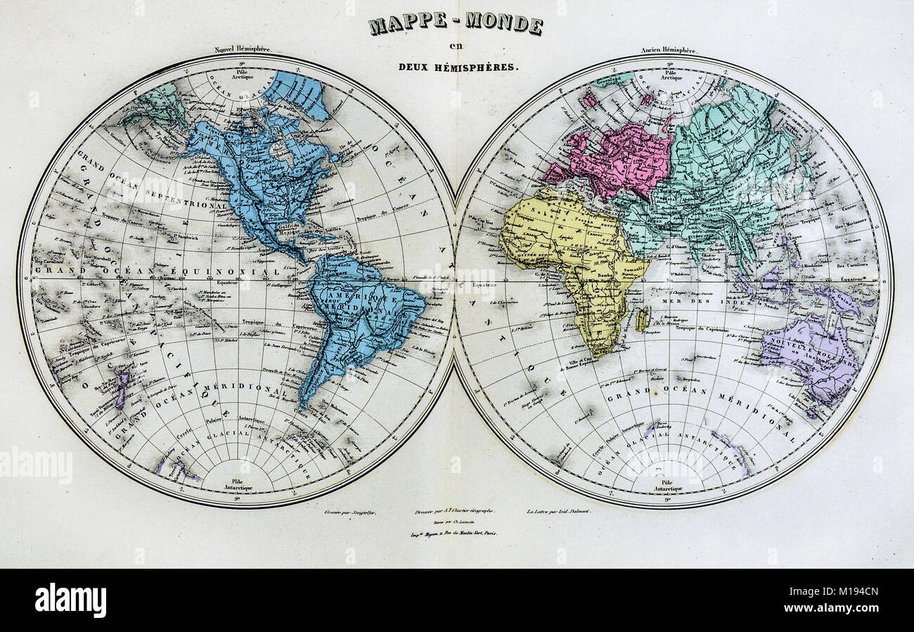 Eastern and western hemisphere map hi-res stock photography and images ...