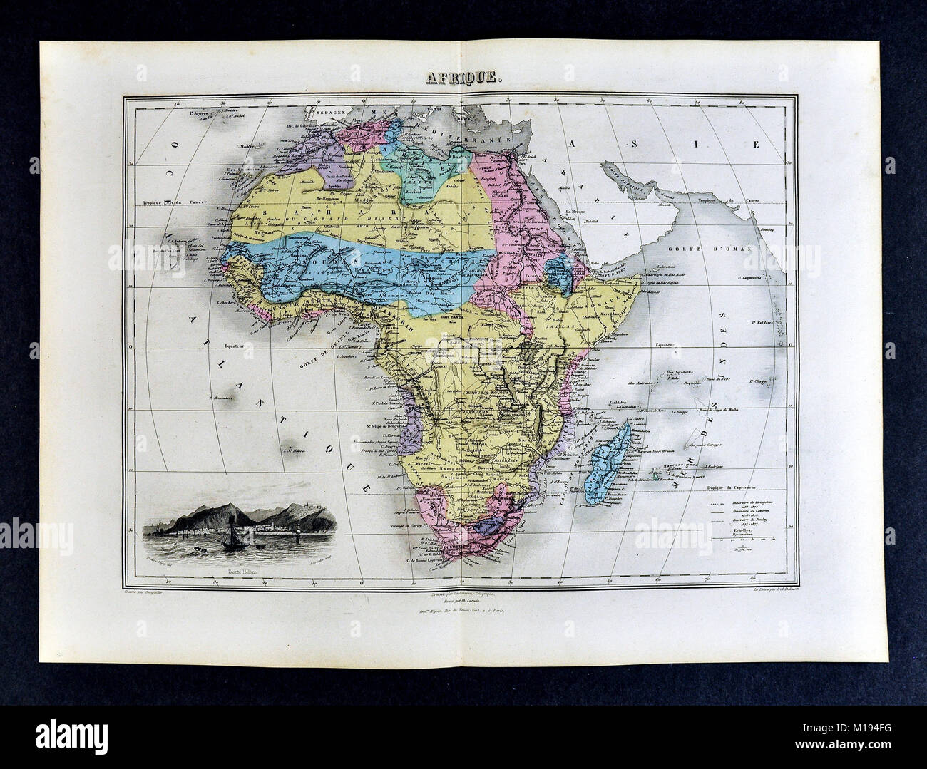 1877 Migeon Map - Africa - Cape Colony Guinea Sudan Egypt Morocco ...