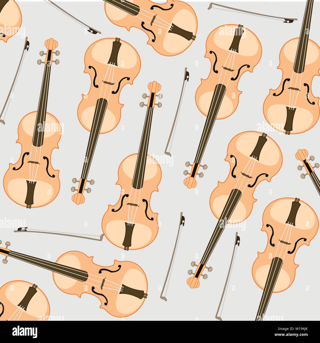Decorative pattern from music instrument violin and joining on white ...