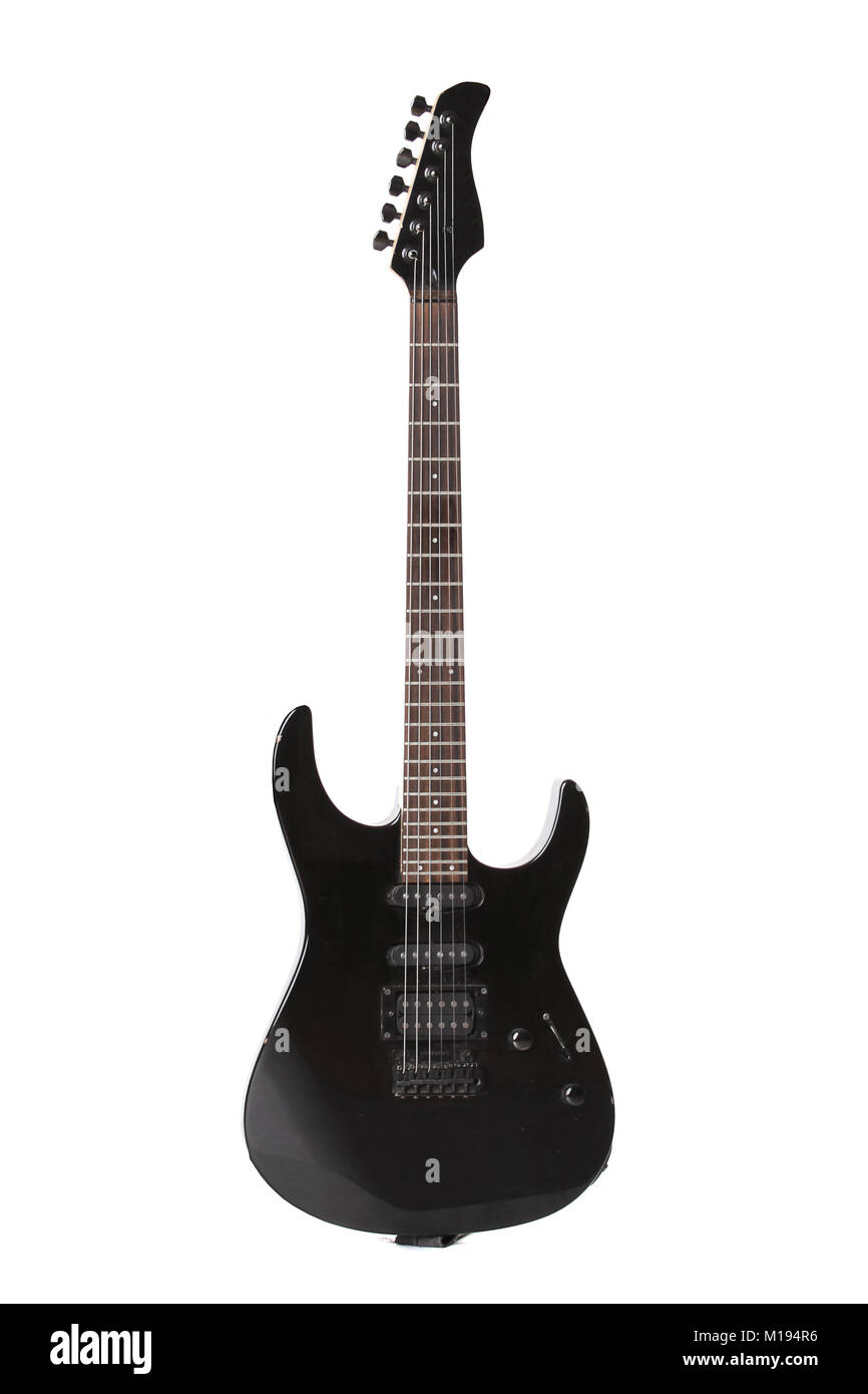 Black electric guitar isolated Stock Photo - Alamy