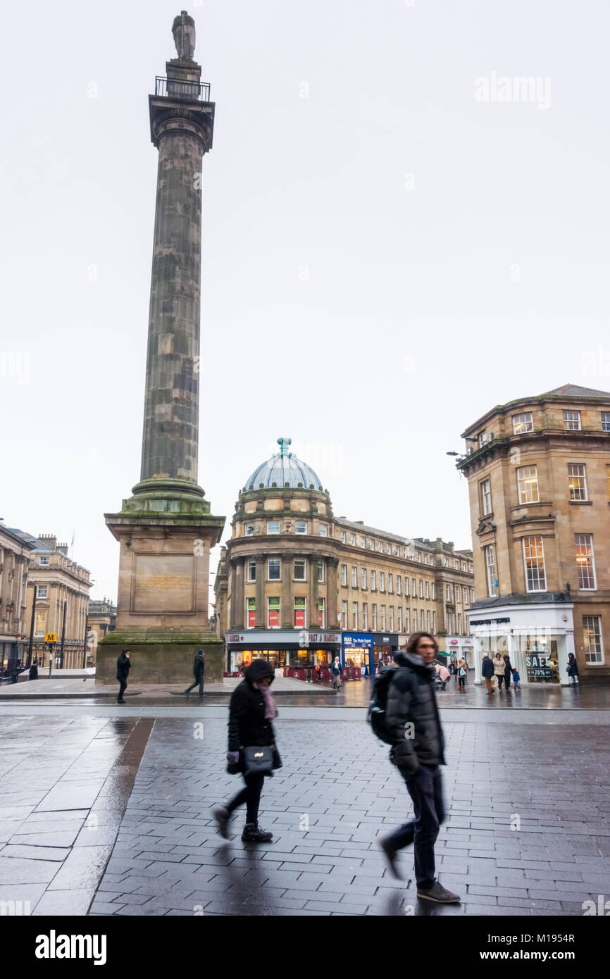 Greys Monument, a column with statue on top, in the town centre of ...