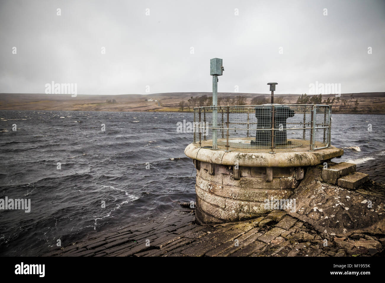 Valve tower at Waskerley reservoir Stock Photo - Alamy