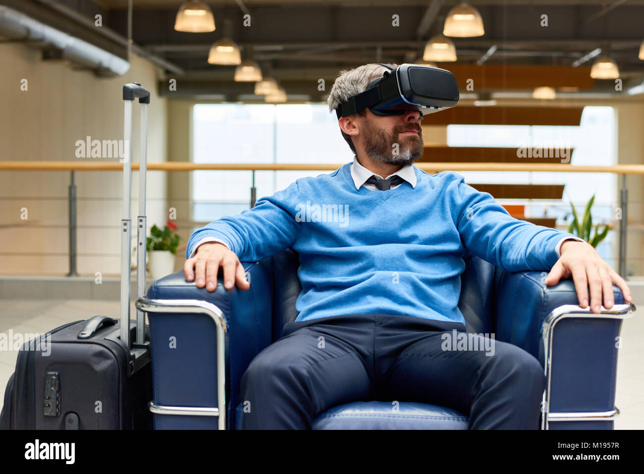Mature Man Using VR Stock Photo - Alamy
