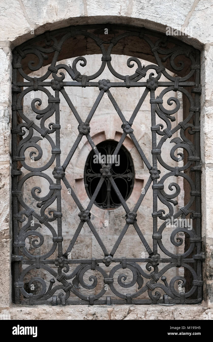 Armenian wrought iron window in the Armenian Orthodox Patriarchate Road ...