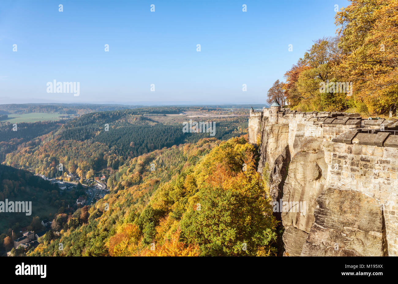 View from Castle Koenigstein in Autumn, Saxon Swiss, Saxony ...