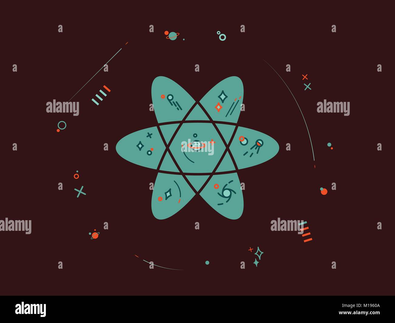 It's an illustration depicting an atom that is also a cosmo star Stock ...