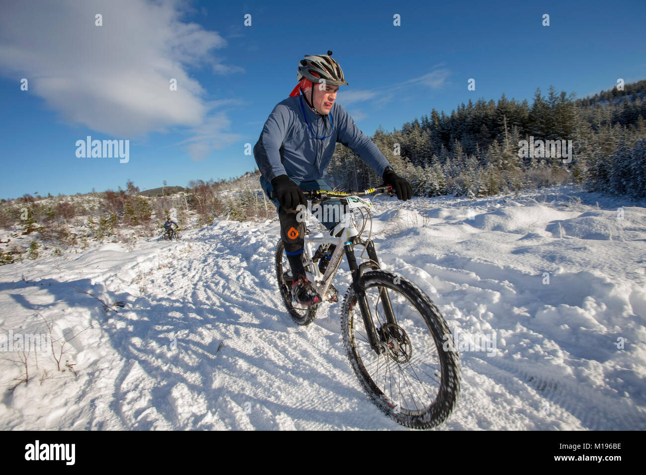 Rider at the Strathpuffer 24 hour mountain bike race in Strathpeffer in ...