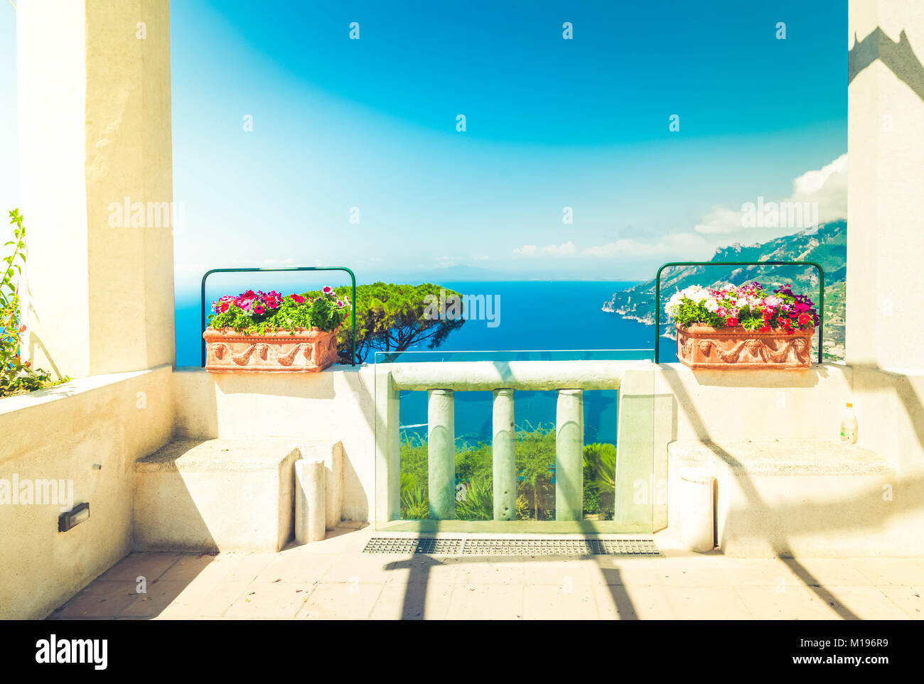 Ravello village gallery balcon and sea view, Amalfi coast of Italy ...