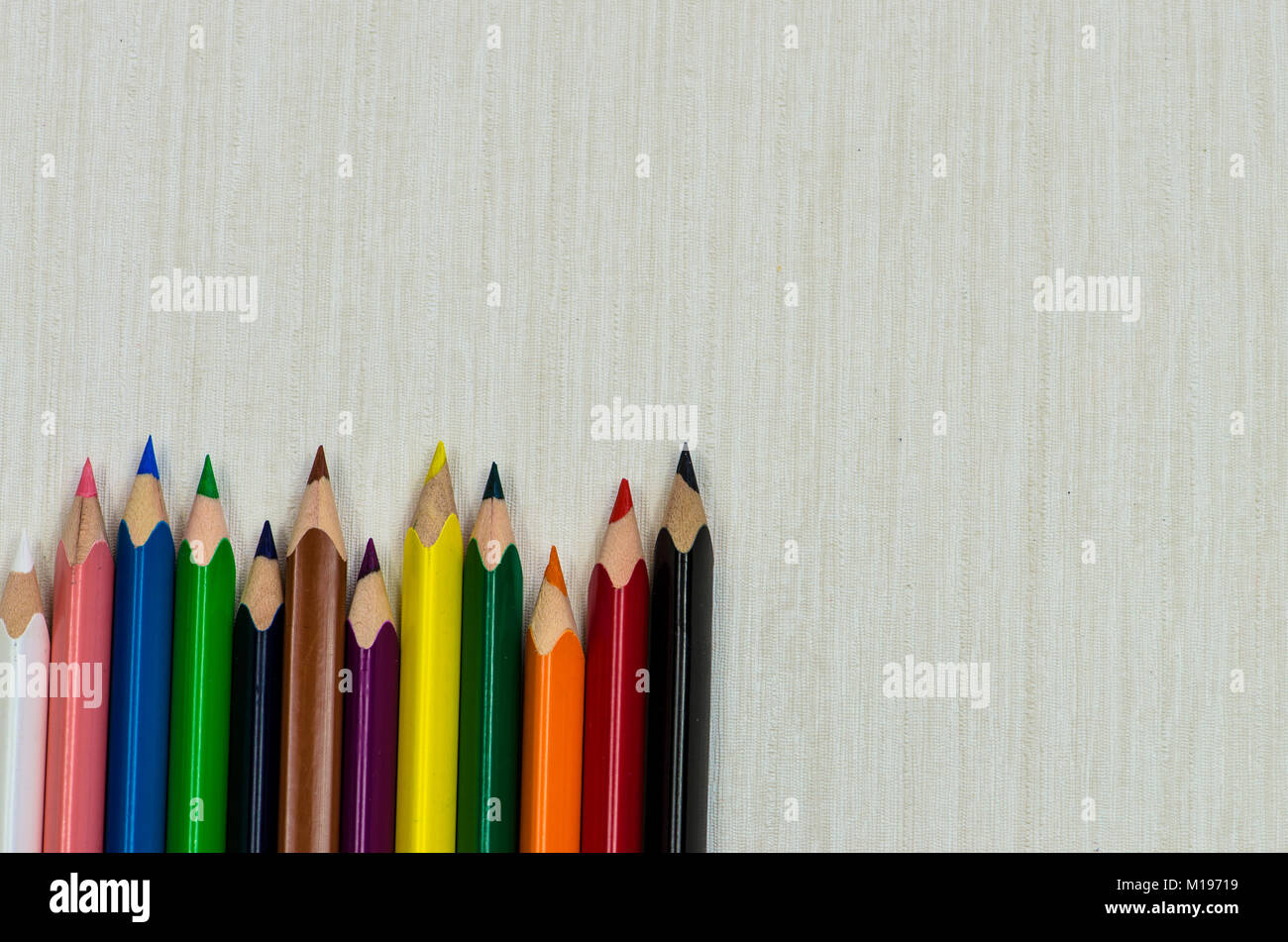 colorful pencils on white background Stock Photo - Alamy