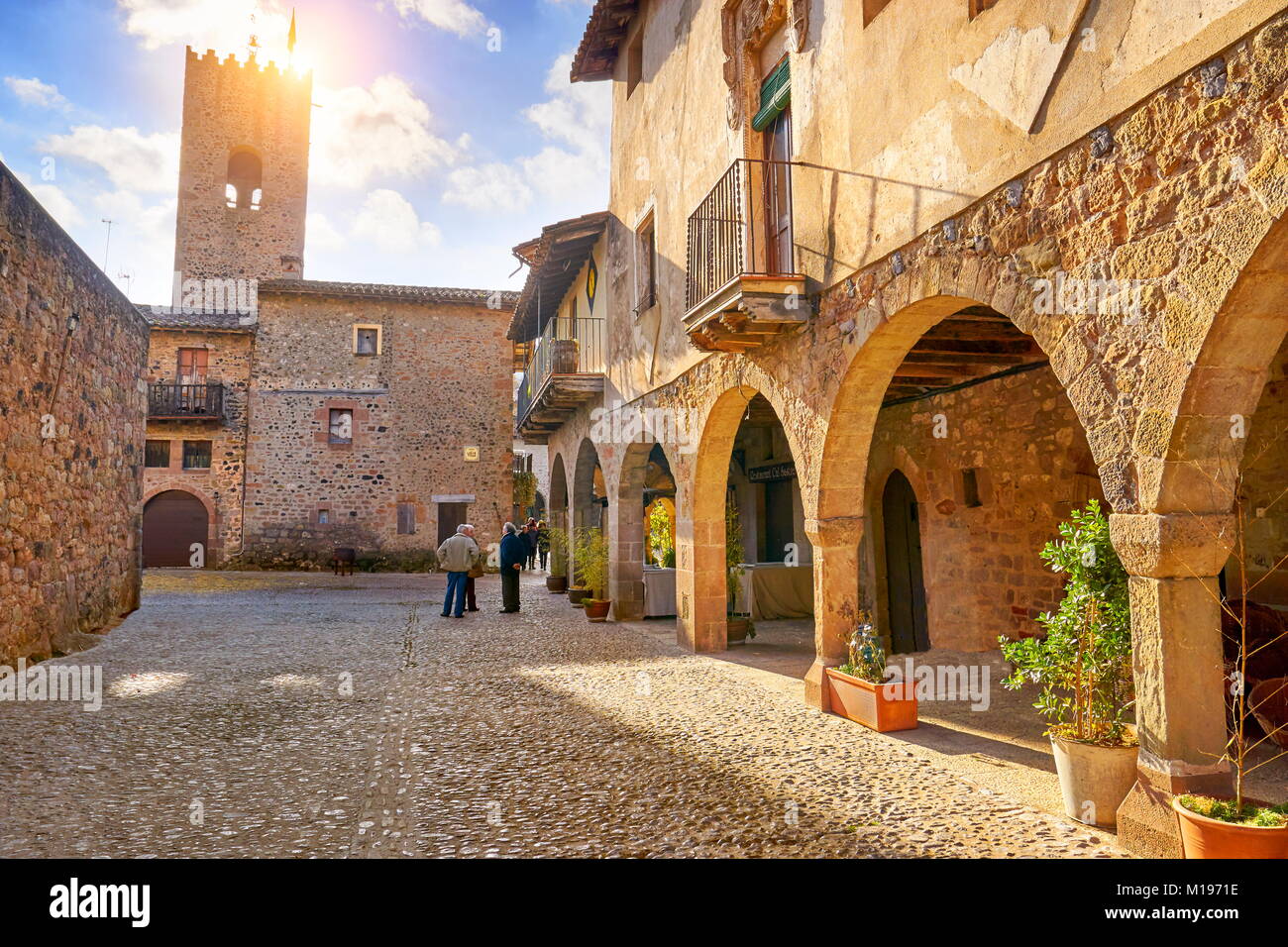 City of Santa Pau, Garrotxa Natural Park, Catalonia, Spain Stock Photo ...