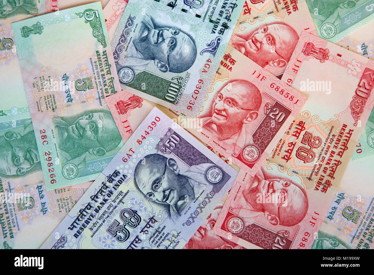 Collection of the Indian banknotes Stock Photo - Alamy